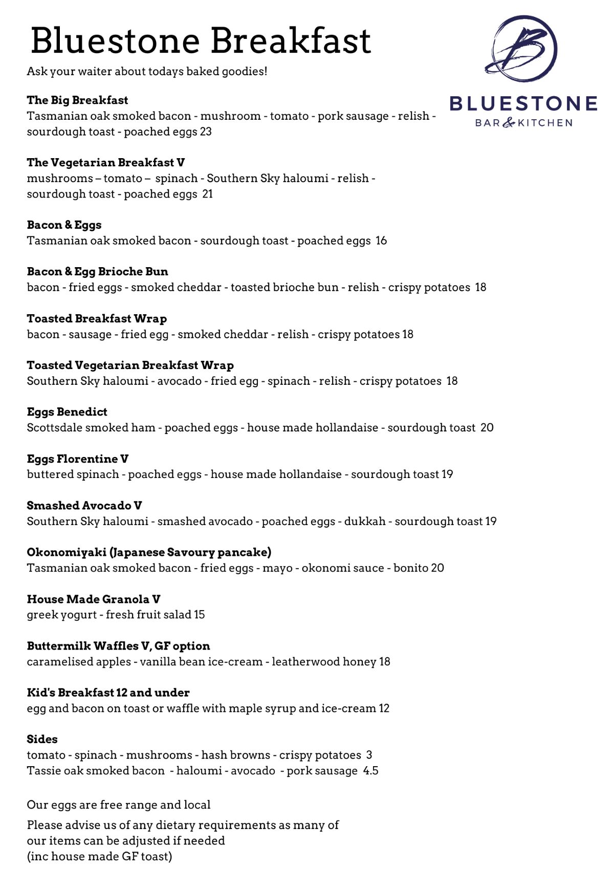 BLUESTONE BAR & KITCHEN » Heads Up Launceston Food Guide