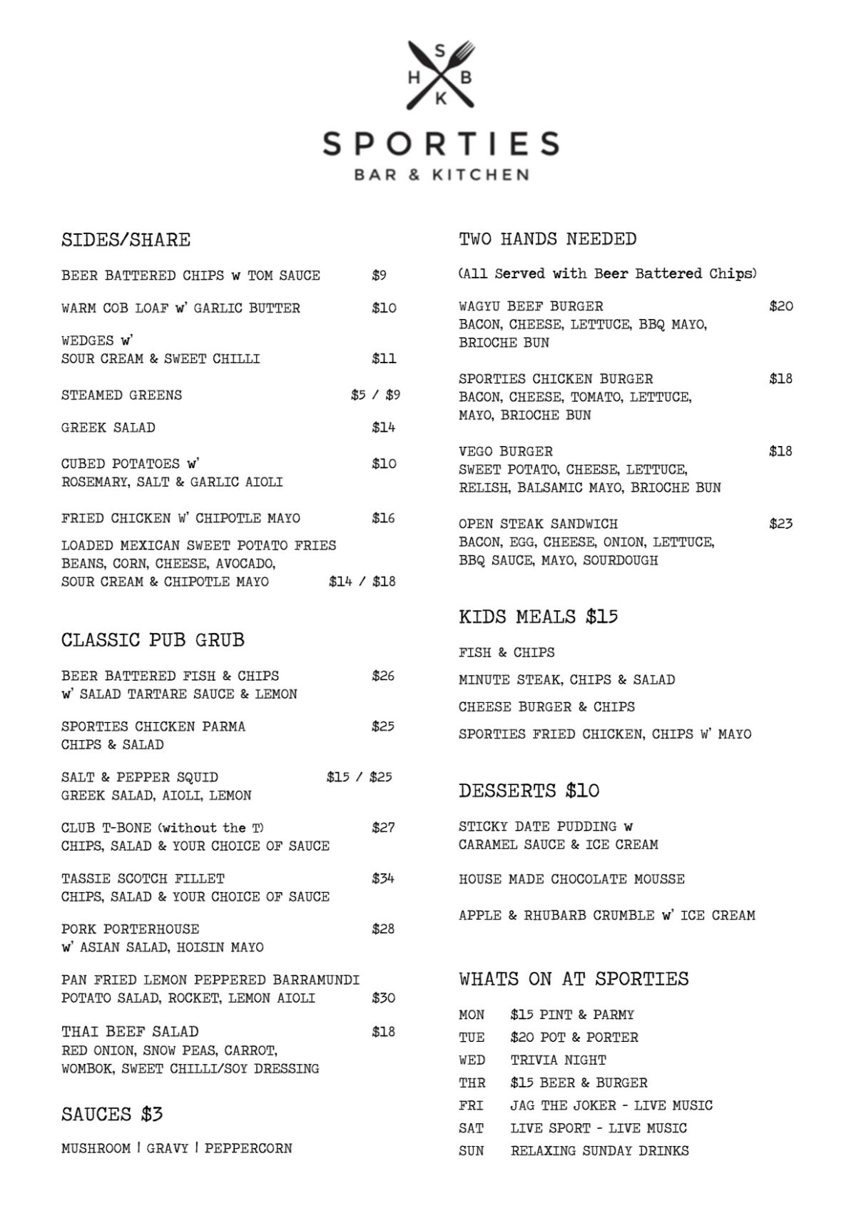 SPORTIES HOTEL » Heads Up Launceston & Food Guide