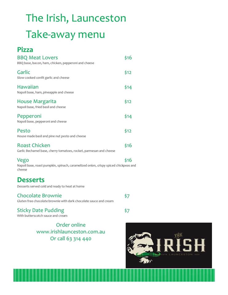 TAKEAWAY & DELIVERY OPTIONS - DUE TO COVID 19 LAUNCESTON, TASMANIA