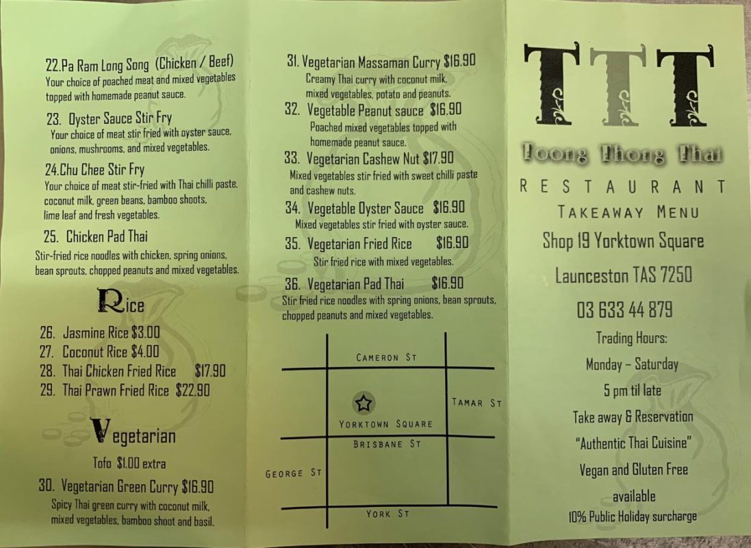 TAKEAWAY & DELIVERY OPTIONS - DUE TO COVID 19 LAUNCESTON, TASMANIA