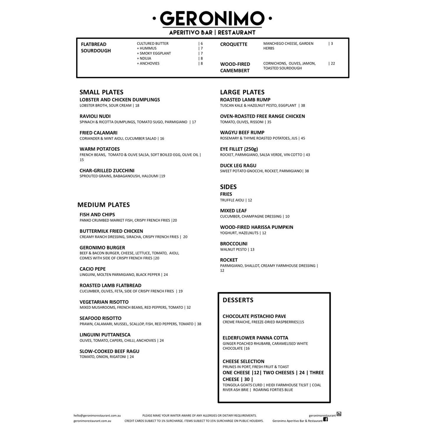 GERONIMO RESTAURANT » Heads Up Launceston & Food Guide